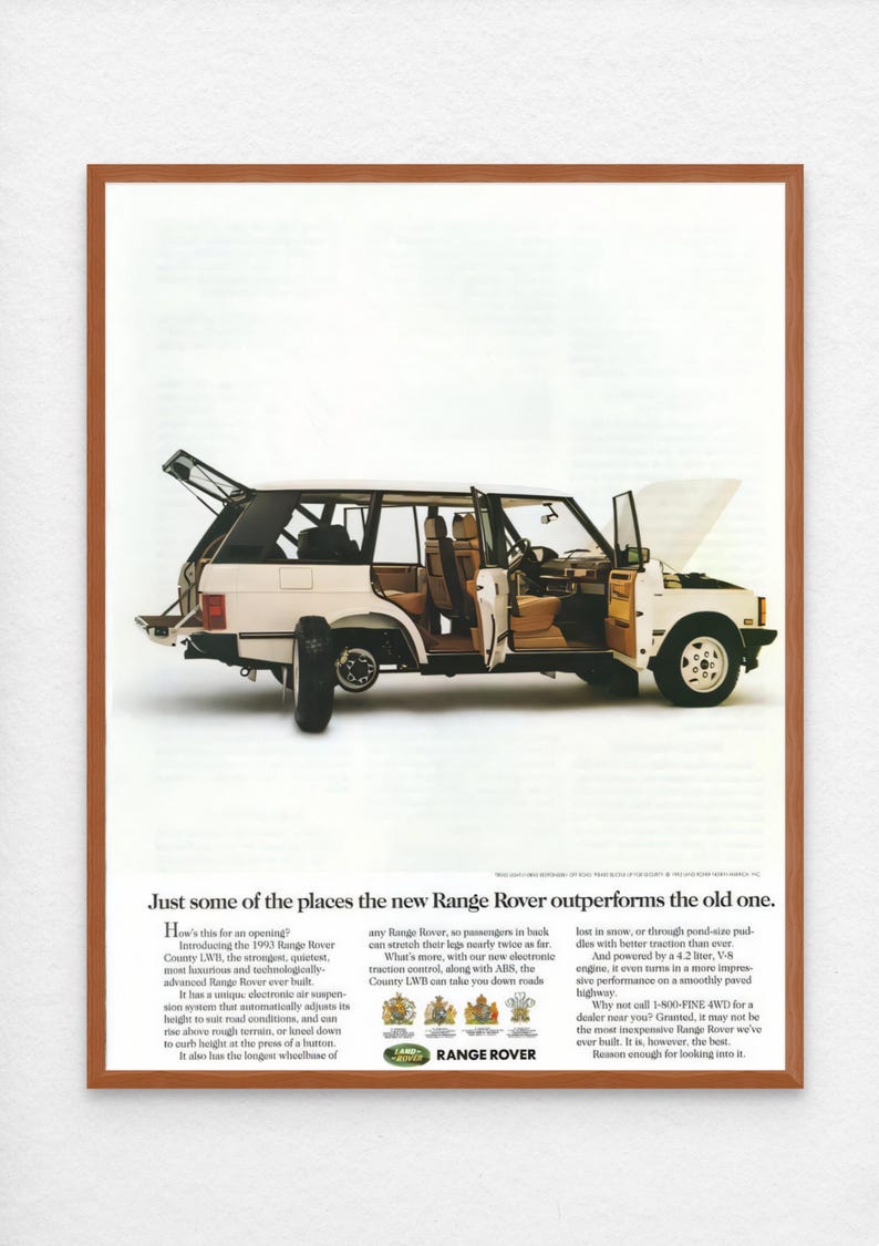 Vintage Range Rover Classic Car Poster Retro Automotive Ad Print ...