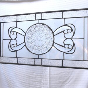Large Stained Glass Panel, Depression Glass Window Hanging With Daisy ...