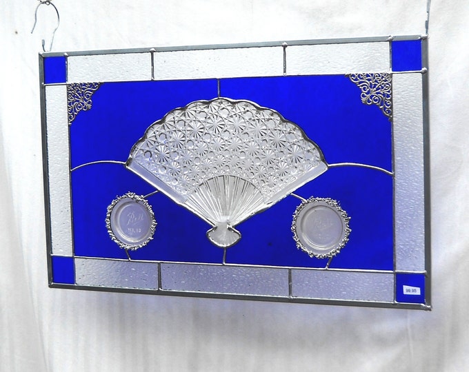 Depression Glass Daisy and Button Fan Stained Glass Panel With - Etsy