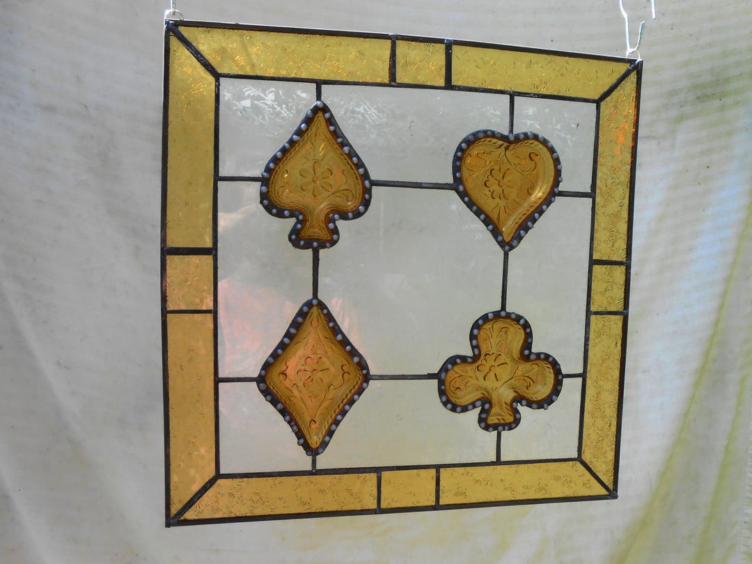 Stained Glass Panel, Playing Card Suits, Game Room Decor - Etsy