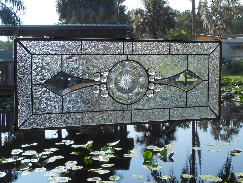 Heisey Colonial Depression Glass Stained Glass Plate Panel | Etsy