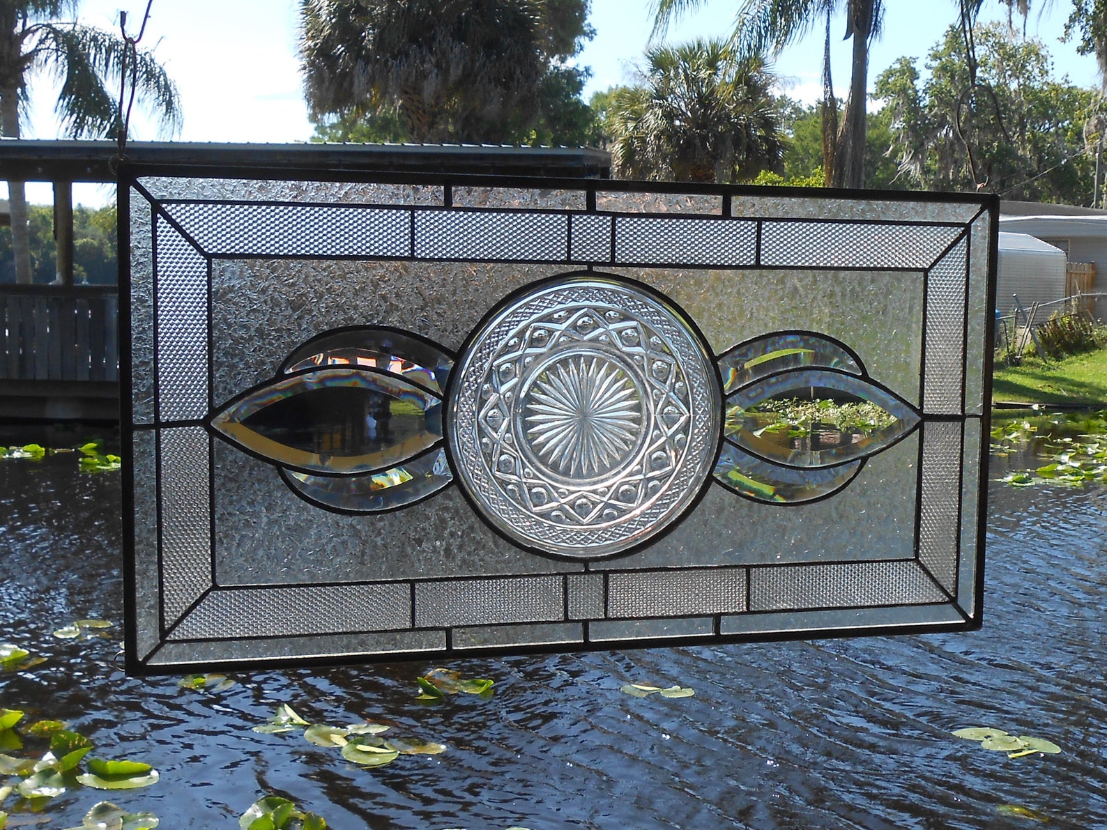 Large Stained Glass Window Valance Recycled Depression Glass - Etsy