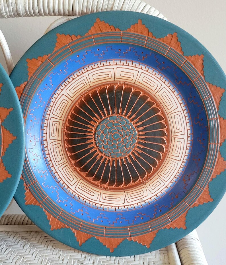 Vintage Terracotta Master Potter Plates, Carmelita Billy Dennison ...