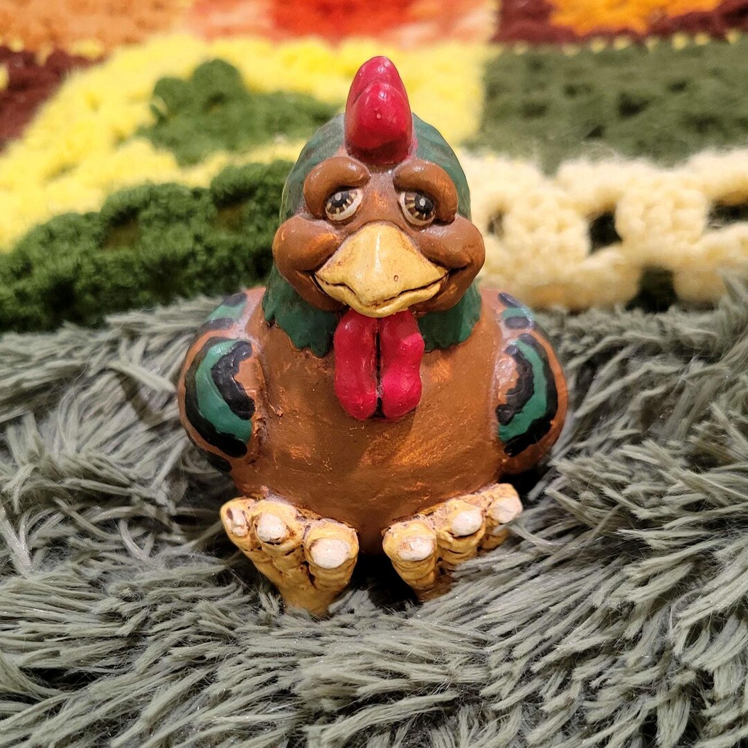 Vintage Folk Art Rooster Maraca, Hand-painted Ceramic Shaker, Kitschy ...