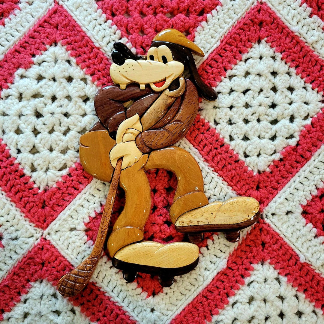 Vintage Wooden Intarsia Goofy Golf Sign, Sports Lover Mickey & Gang ...