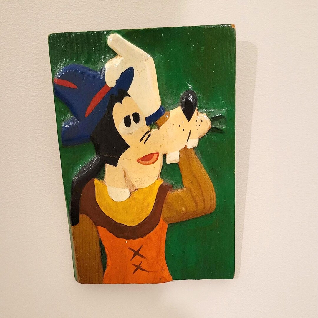 Retro Children's Hand Carved Wooden Goofy Wall Hanging, Handmade ...