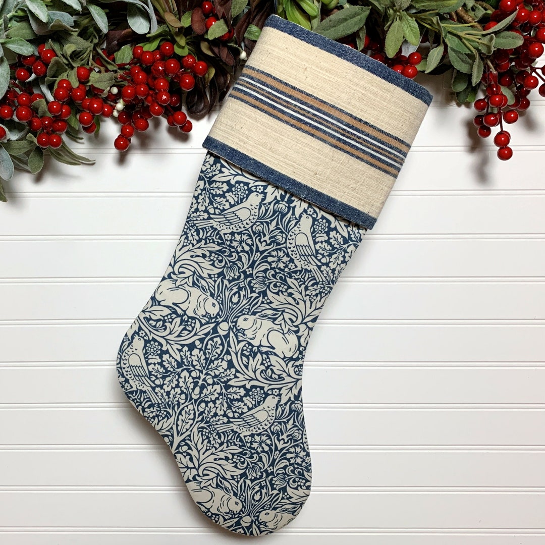 Brer Rabbit Indigo Blue Holiday Stocking | Antique French Grainsack ...
