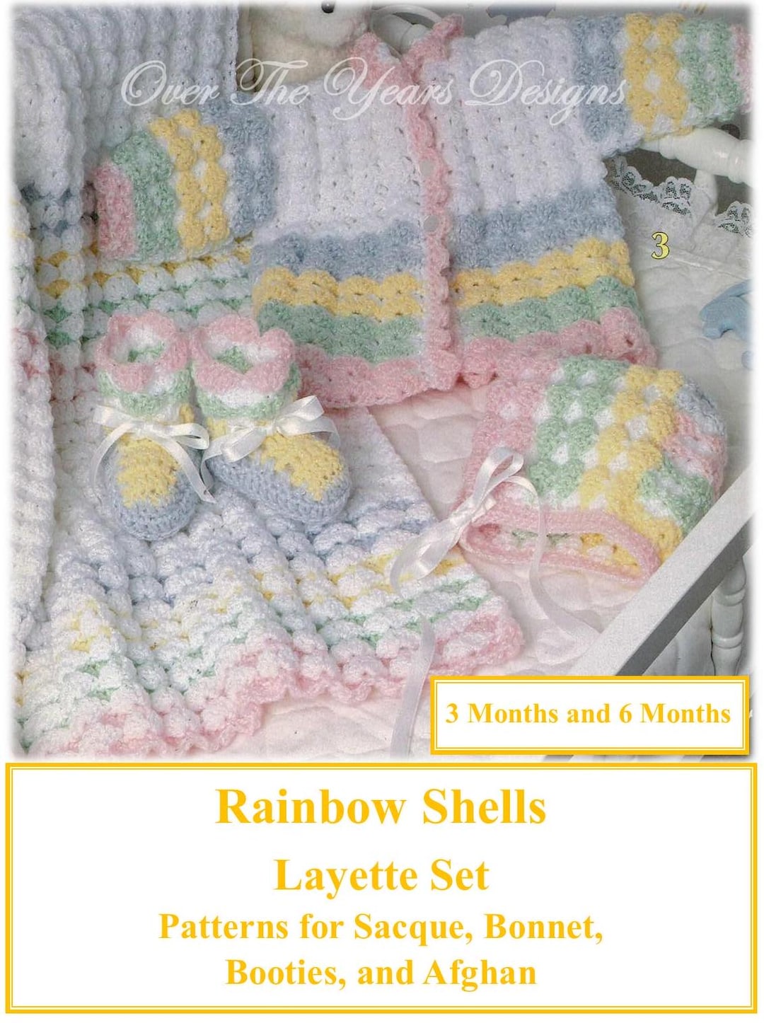 Crochet Rainbow Shells Baby Layette Pattern: Vintage PDF Download - Etsy