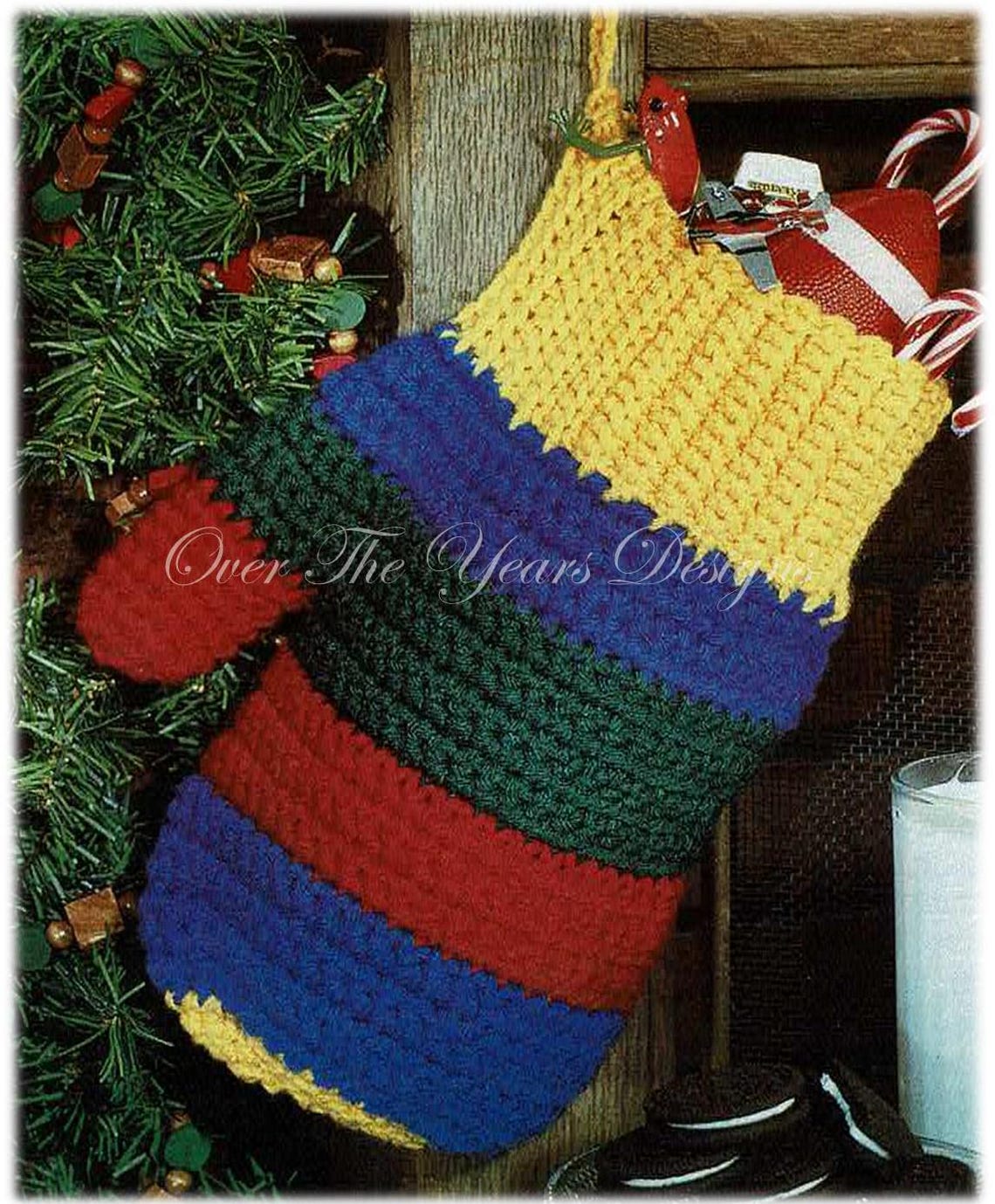 Christmas Crochet Mitten Stocking PDF Vintage Pattern Jumbo Holiday ...