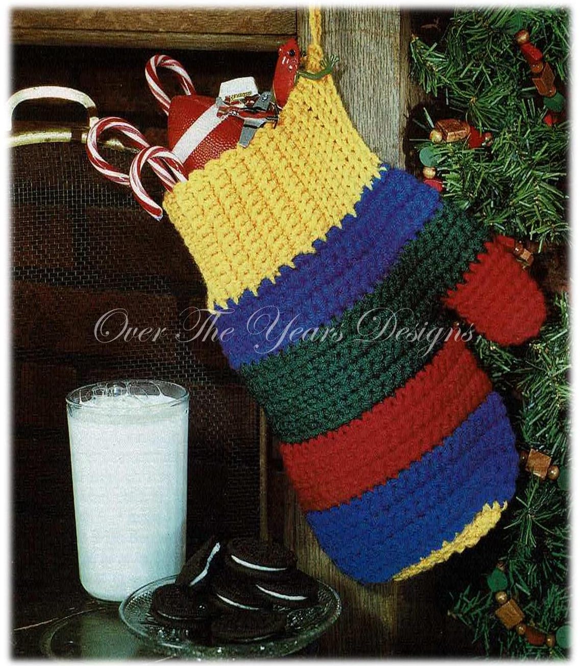 Christmas Crochet Mitten Stocking PDF Vintage Pattern Jumbo Holiday ...
