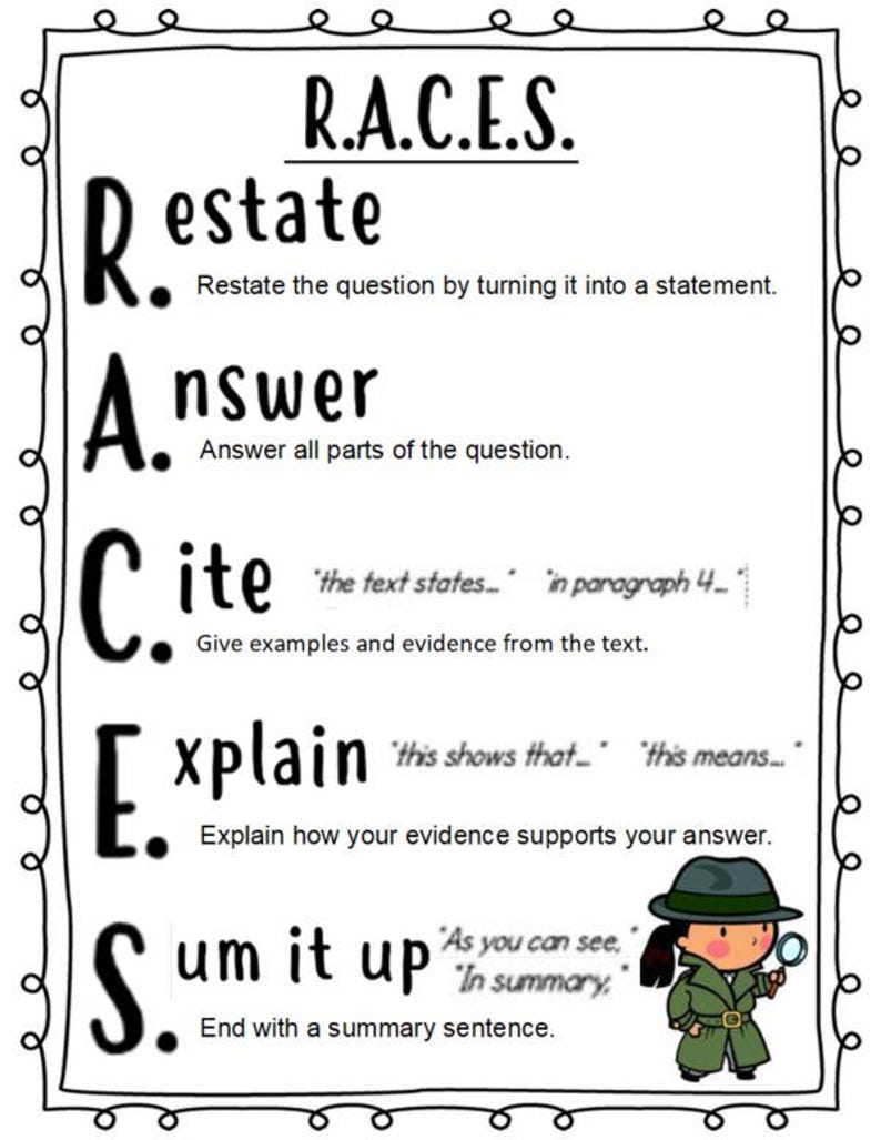 RACES Response Writing: Find Evidence and Support - Etsy