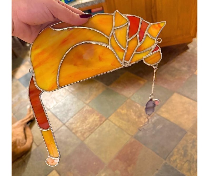 Stained Glass Cat Hanging Decoration + Doorway + Archway + Art + Home ...