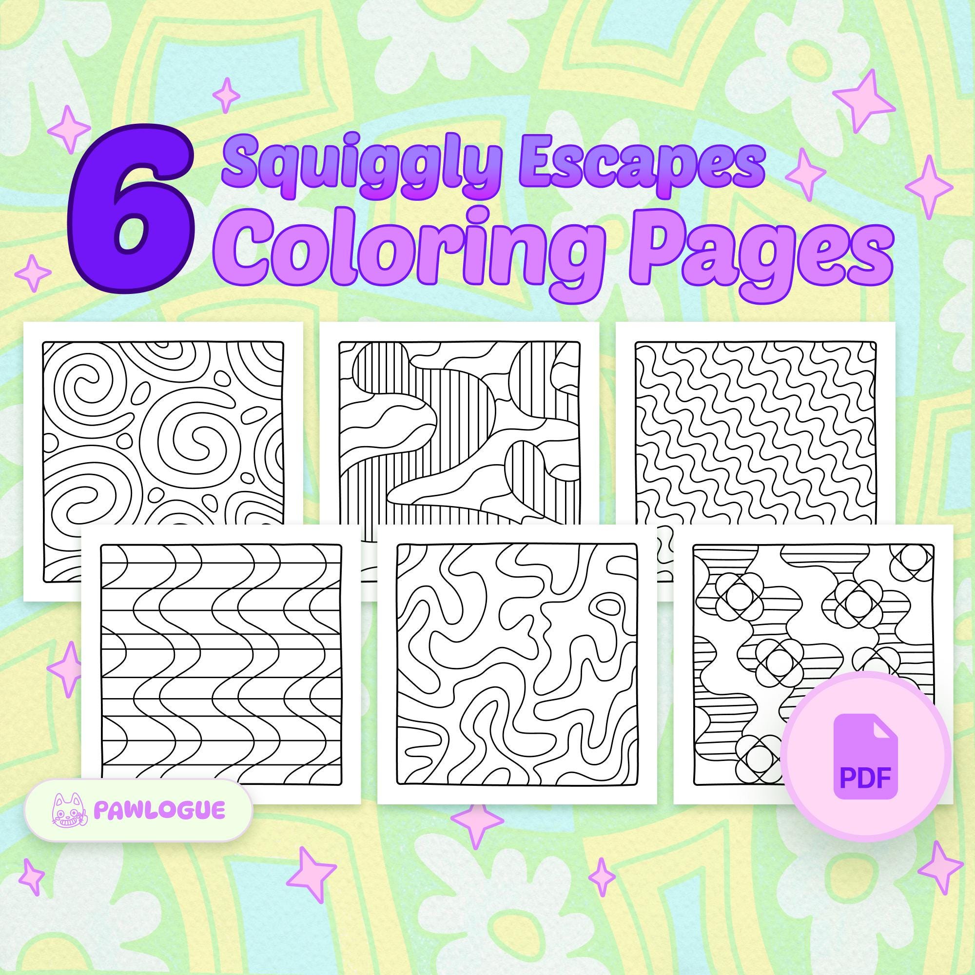 Squiggly Escapes: Part of Satisfying Patterns Coloring Book for Adults ...