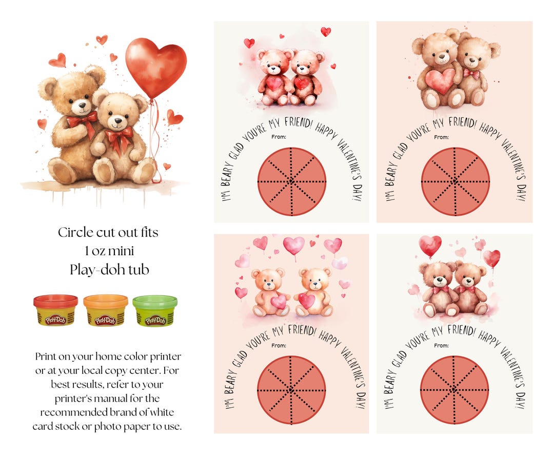 Play-doh Valentines Gift Card | Printable Valentines Day Goodies | Non ...