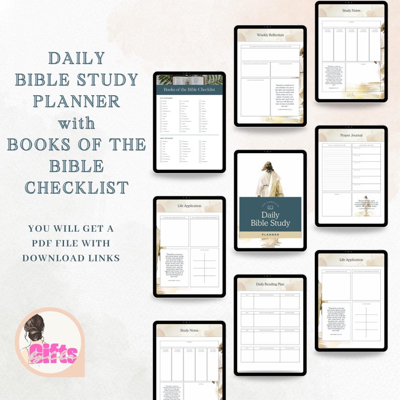 Digital Daily Bible Study Planner | Books of the Bible Checklist ...