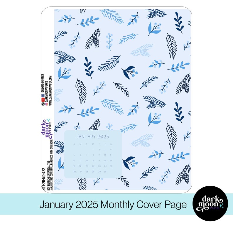 Standard Vertical Planner 7x9 EC Month Divider January Monthly Cover ...