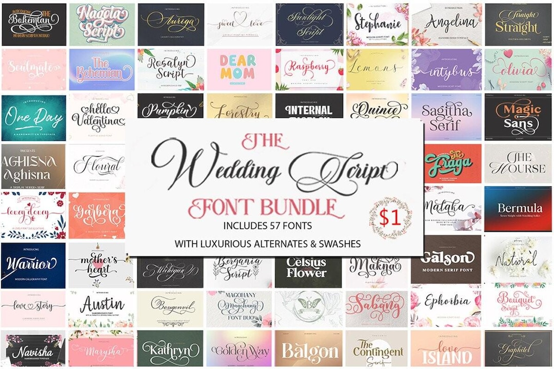The Wedding Script Font Bundle 57 Luxurious Fonts - Etsy