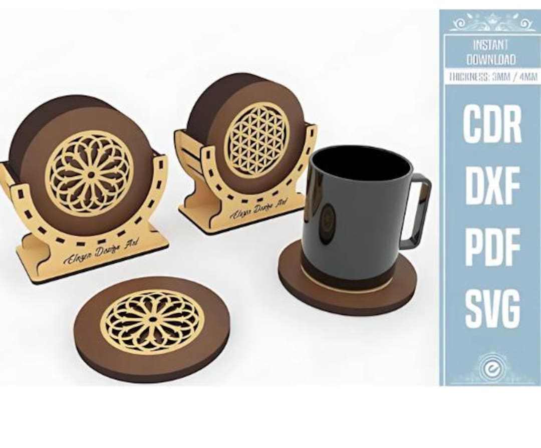 Decorative Boxed Coasters Laser Cut Svg - Etsy
