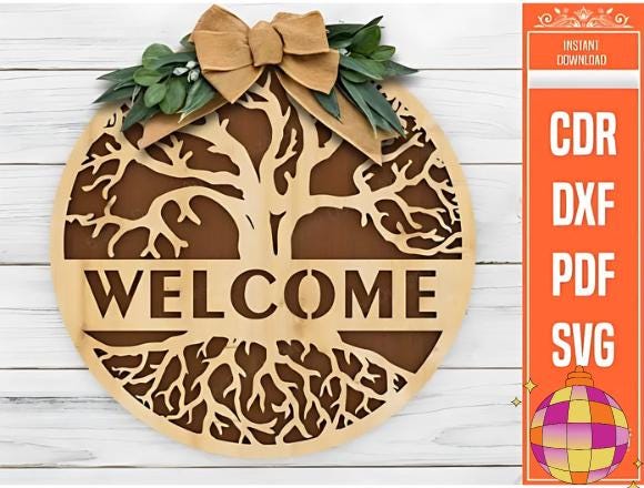 Welcome Sign Laser Cut File | Tree of Life Design for CNC, Glowforge ...
