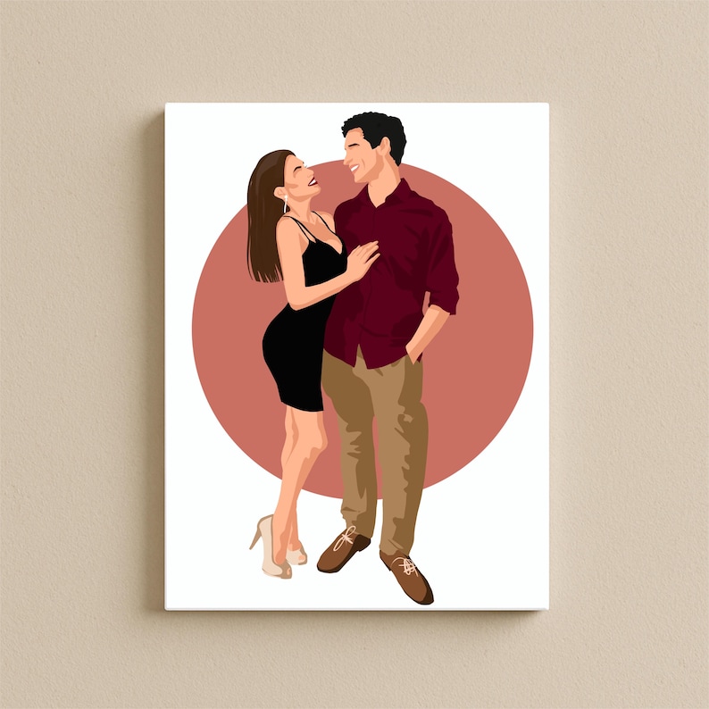 Faceless Couple Drawing - Custom Illustration, Personalized Portrait ...