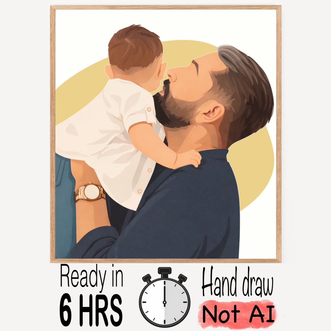 Custom Family Portrait Illustration, Gift for Dad, Faceless Art ...
