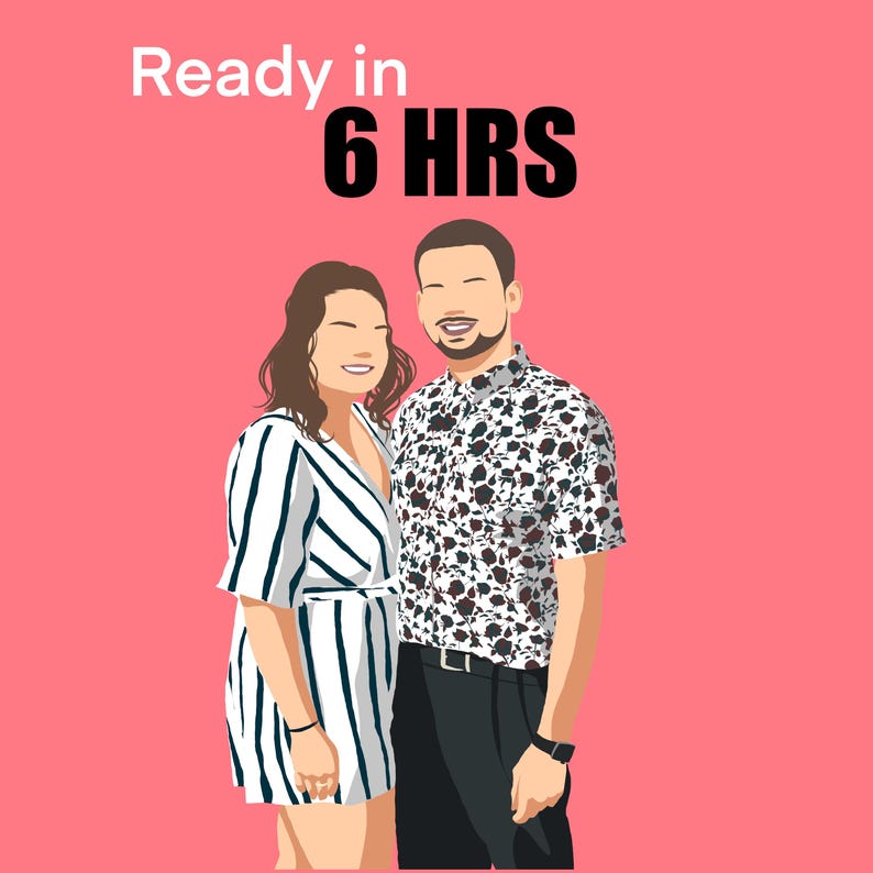 Faceless Couple Drawing - Custom Illustration, Personalized Portrait ...