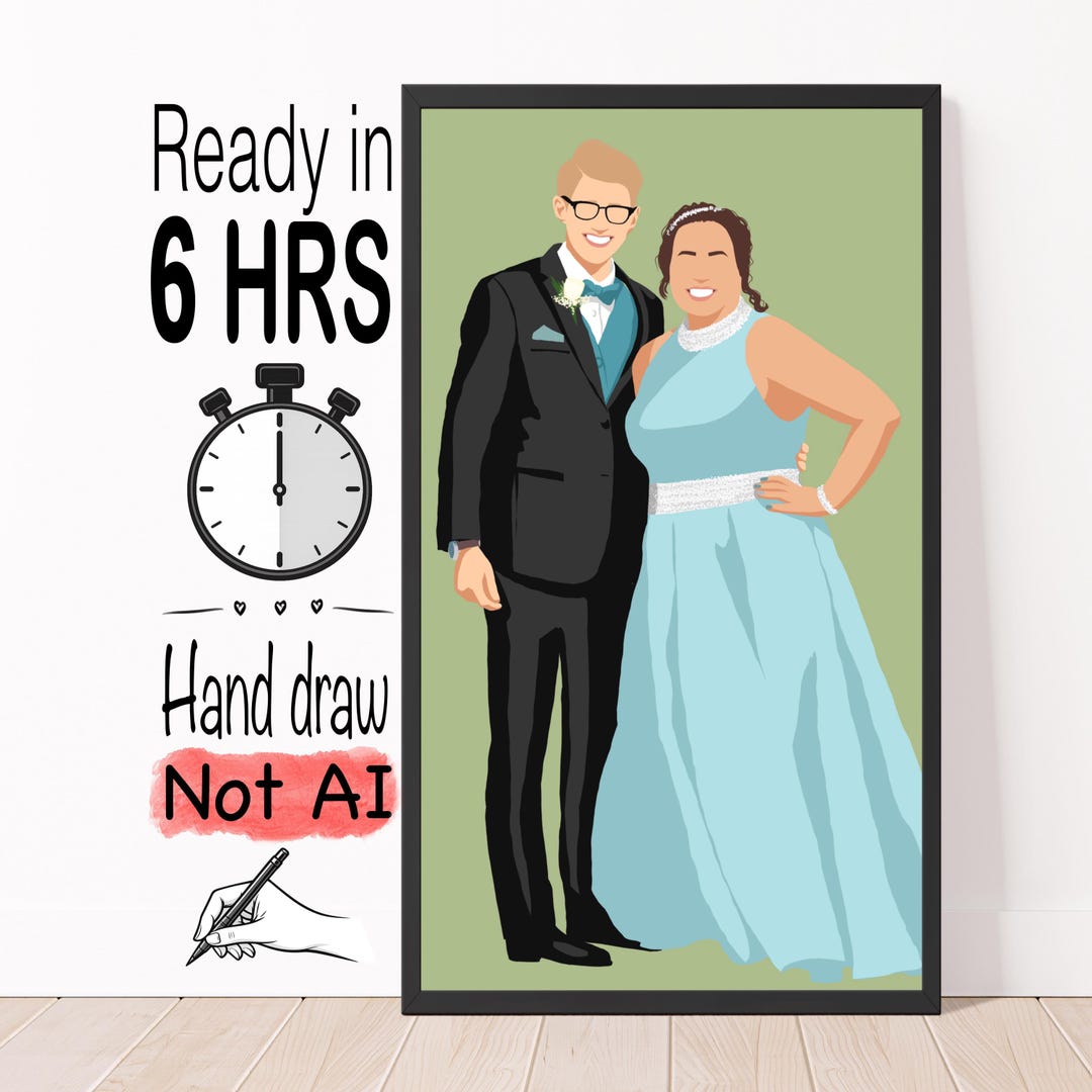 Faceless Couple - Wedding Portrait From Photo, Mothers Day Gift ...