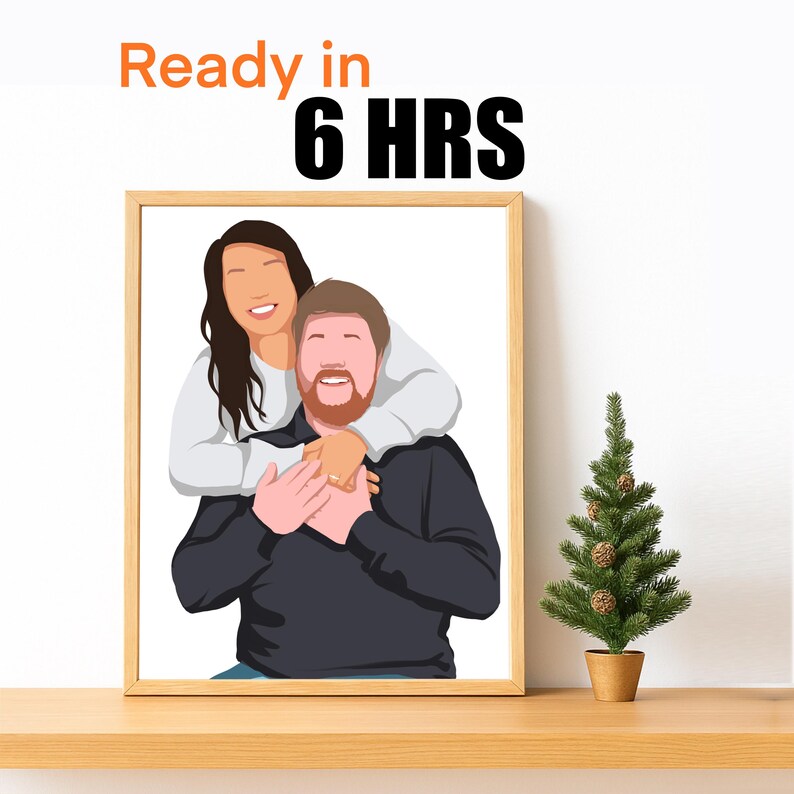 Faceless Couple Drawing - Custom Illustration, Personalized Portrait ...