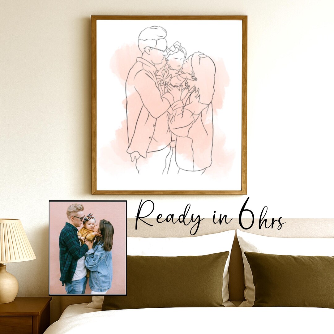 Minimalist Line Family Portrait - Custom Digital Drawing, One Line Art ...