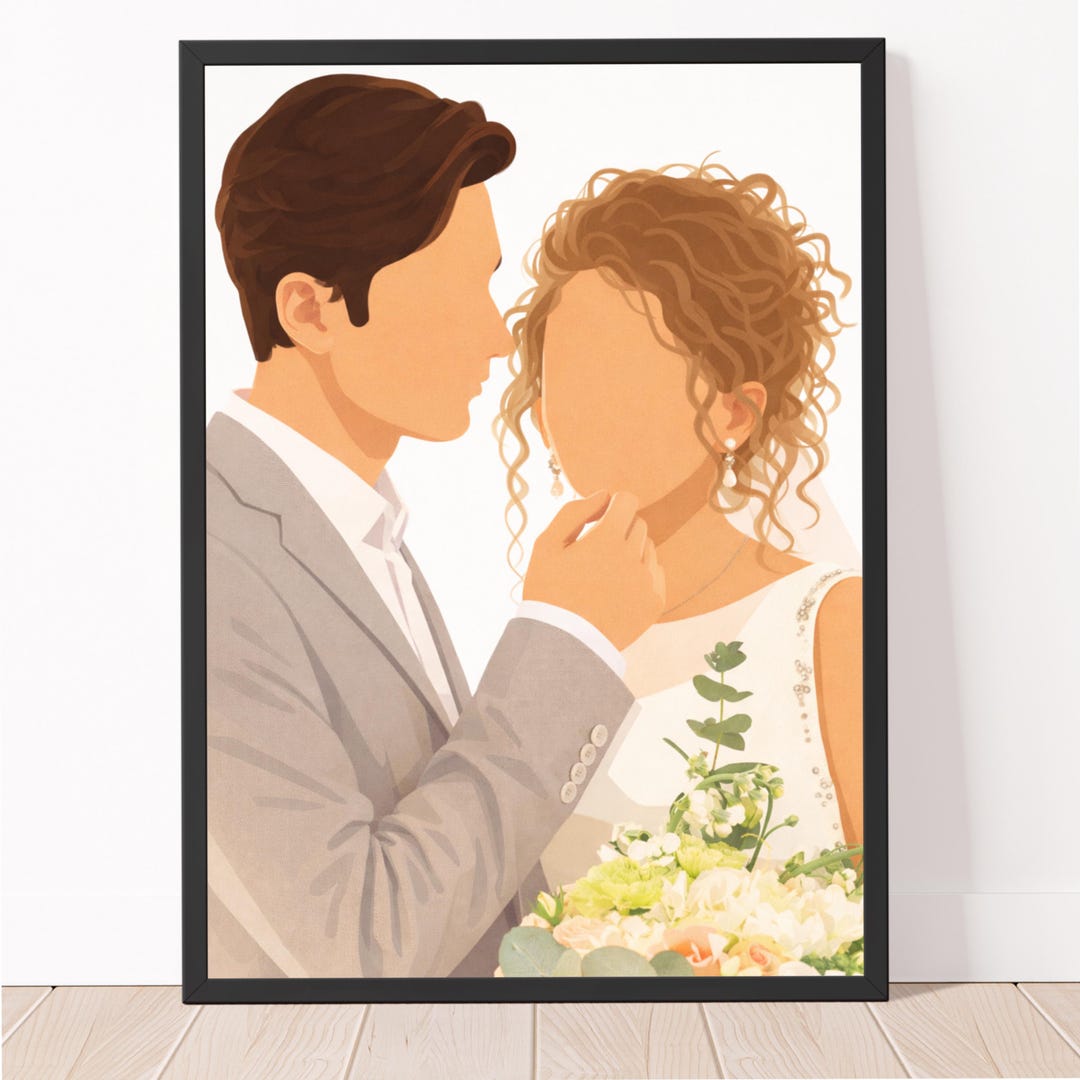 Wedding Faceless Portrait - Loved One Portrait, Engagement Drawing ...