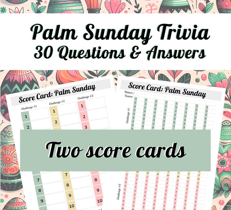 Palm Sunday Trivia Questions, Family Game, Easter Quiz With Three ...