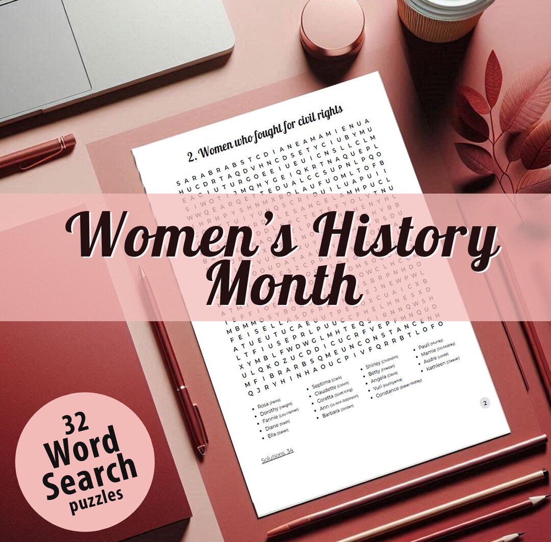 Women's History Month, 32 Word Find Puzzles With +500 Famous Women Who ...