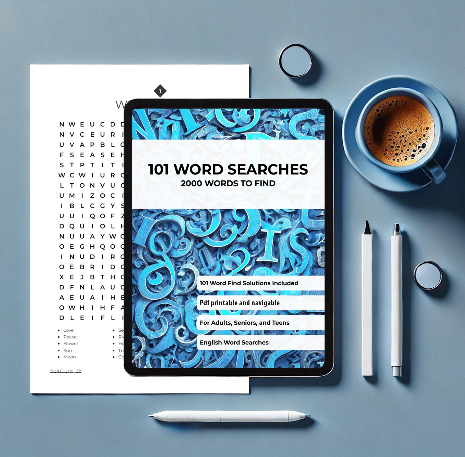 Word Search Printable Book. 101 Word Search Puzzles and +2000 Words to ...