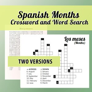 Spanish Month Search Word and Crossword Printable Spanish Language ...