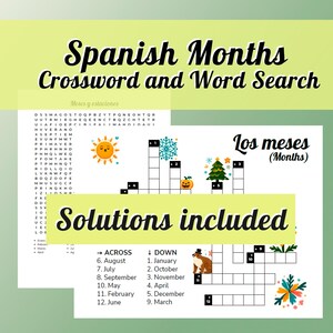 Spanish Month Search Word and Crossword Printable Spanish Language ...