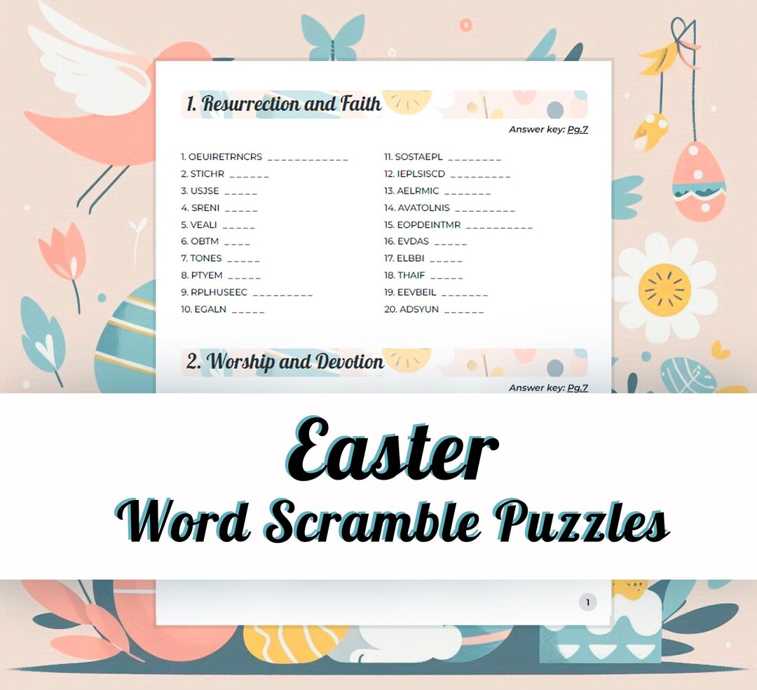 Word Scramble Easter Activity Sheets: 160 Words to Unscramble | Easter ...