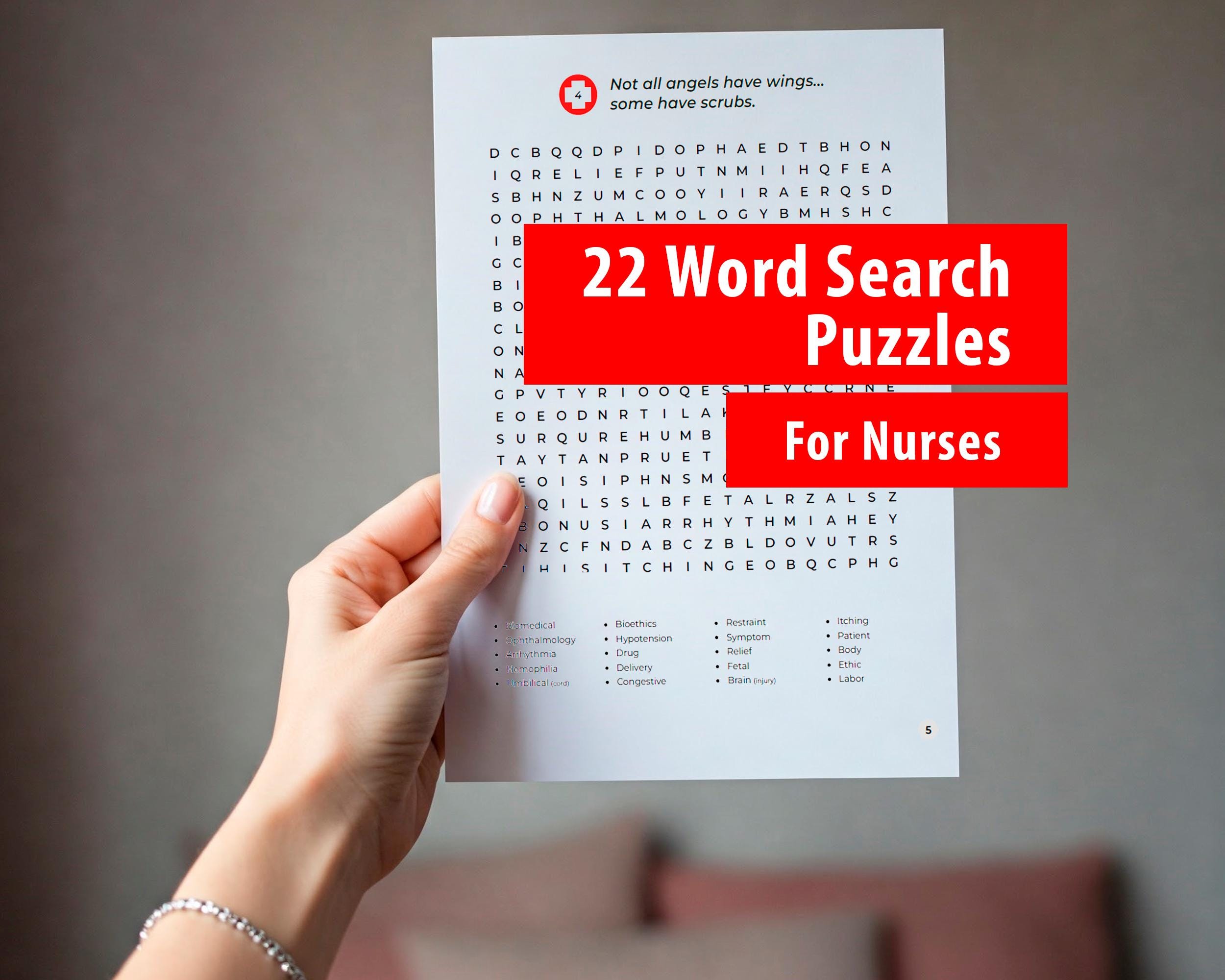 22 Word Search Puzzles for Nurses and Nursing. This is a Cool Gift for ...