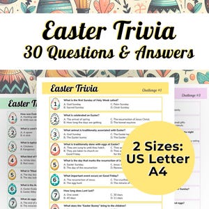 Easter Trivia, 30 Questions With Answers and Two Score Cards. Trivia ...