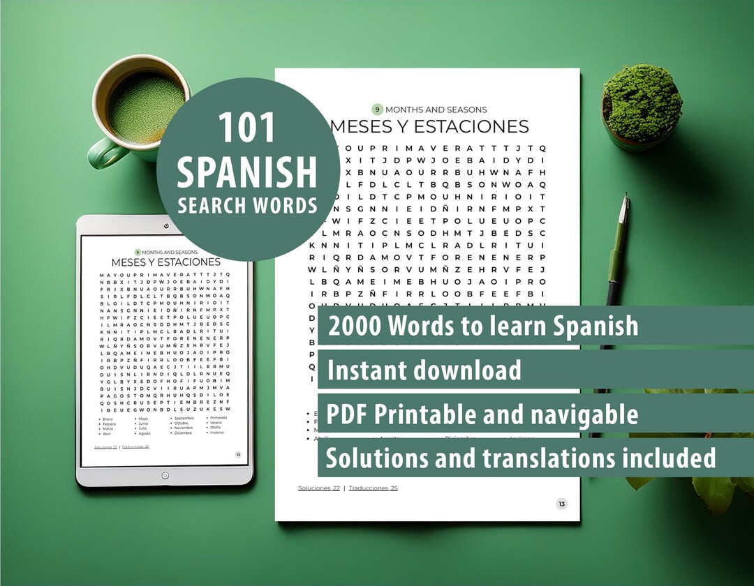 Word Find Puzzles Book. 101 Spanish Search Word Puzzles and +2000 Words ...