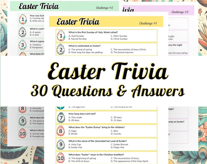 Easter Trivia, 30 Questions With Answers and Two Score Cards. Trivia ...