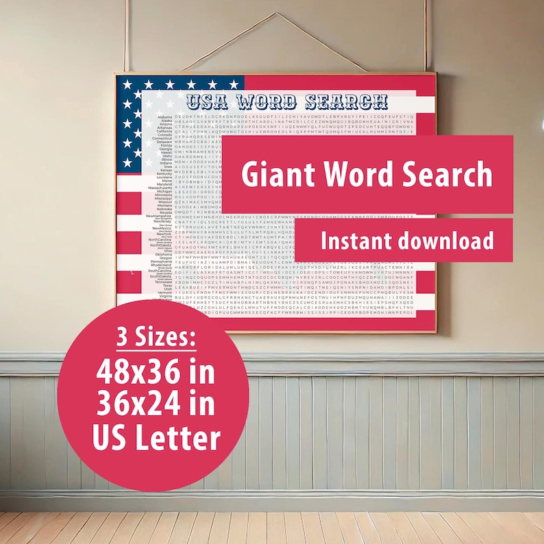 Giant USA Word Search Puzzle: Find the 50 States in This Big Word Find ...