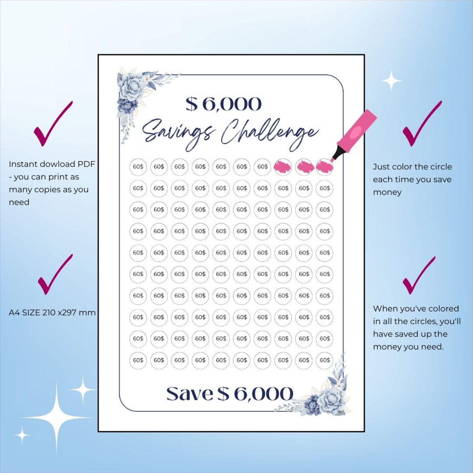 2K Savings Challenge Printable, 5K Envelope Challenge, Money Savings ...