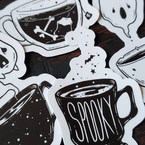 Spooky Brew Coffee Ghost Gothic STICKER Pack - Etsy