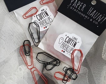 Green and Black Mini Coffin Paperclips, Spooky Cute, Gothic Stationery ...