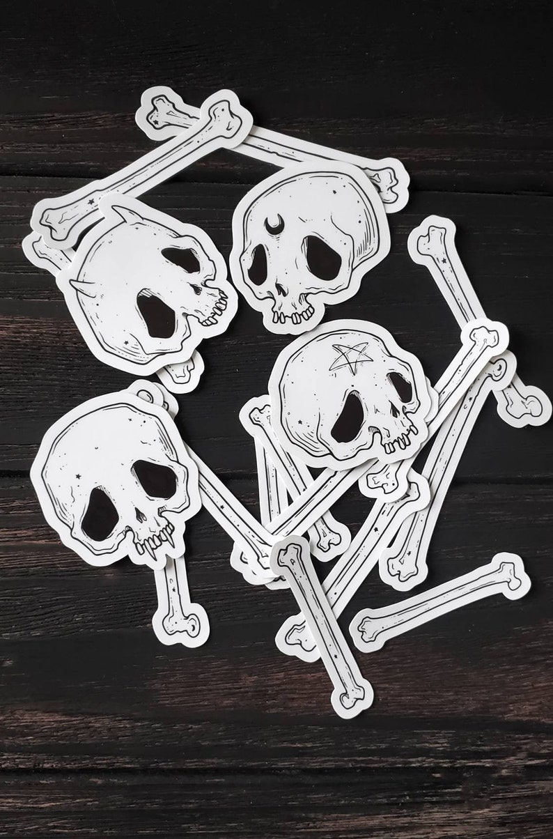 Creepy Cute Skull Bone Gothic STICKER Pack - Etsy