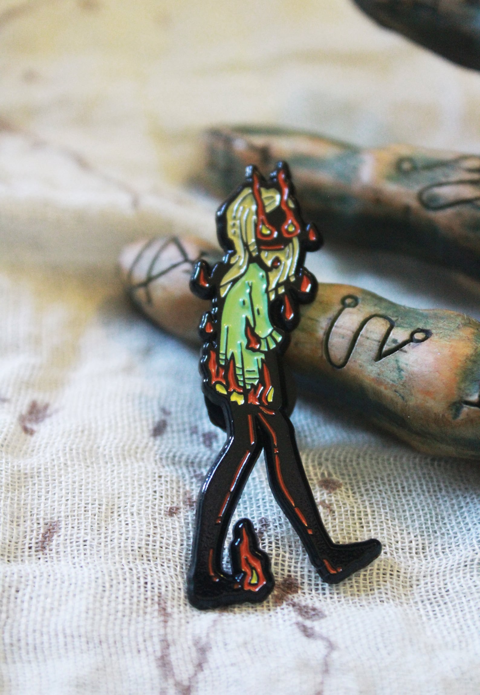 Ember Witch Lowbrow Fire Enamel Pin | Etsy