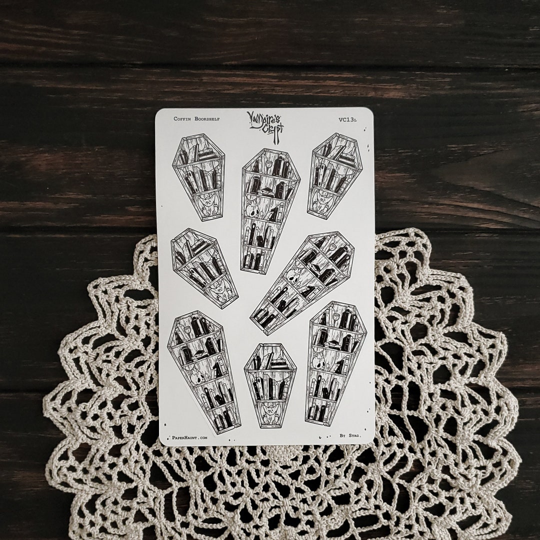 Coffin Bookshelf STICKER Sheet Vampire's Crypt Spooky Cute Gothic ...