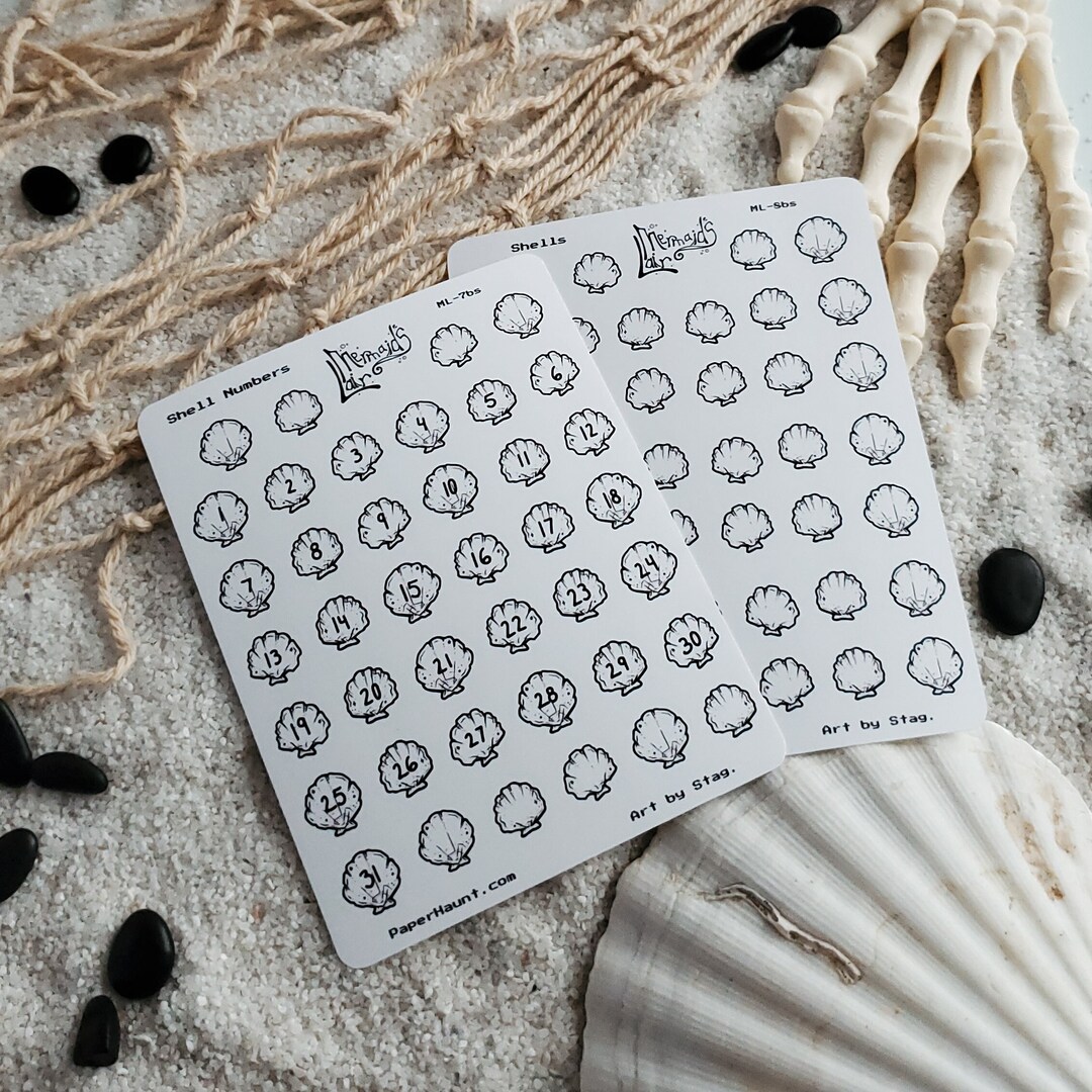 Seashell Planner Number STICKER Sheet - Mermaid's Lair - Etsy