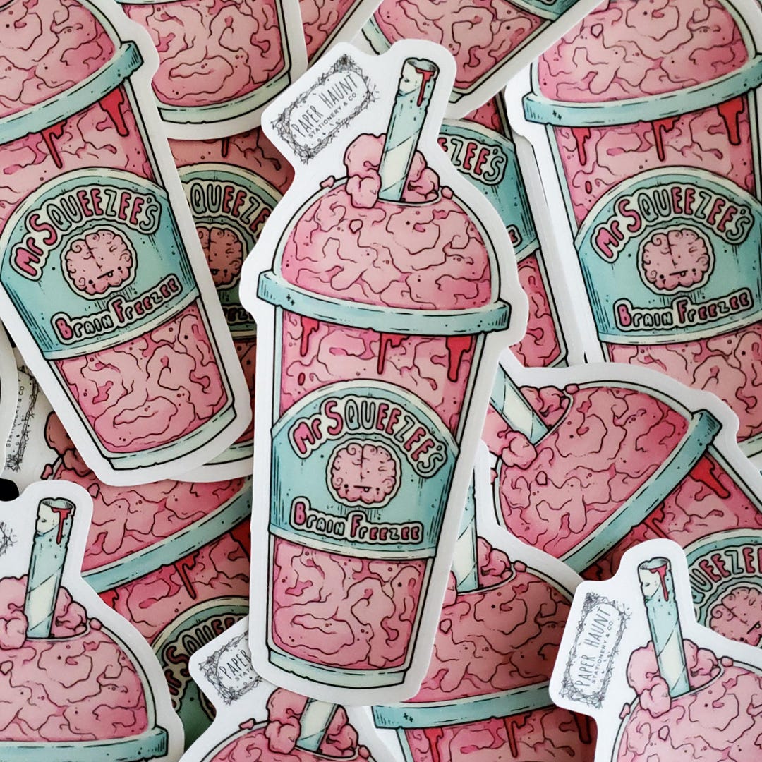 Brain Slushie STICKER- Zombie Foods- Creepy Cute - Etsy