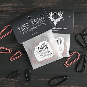 Pink and Black COFFIN Paperclips, Spooky Cute, Pastel Goth - Etsy